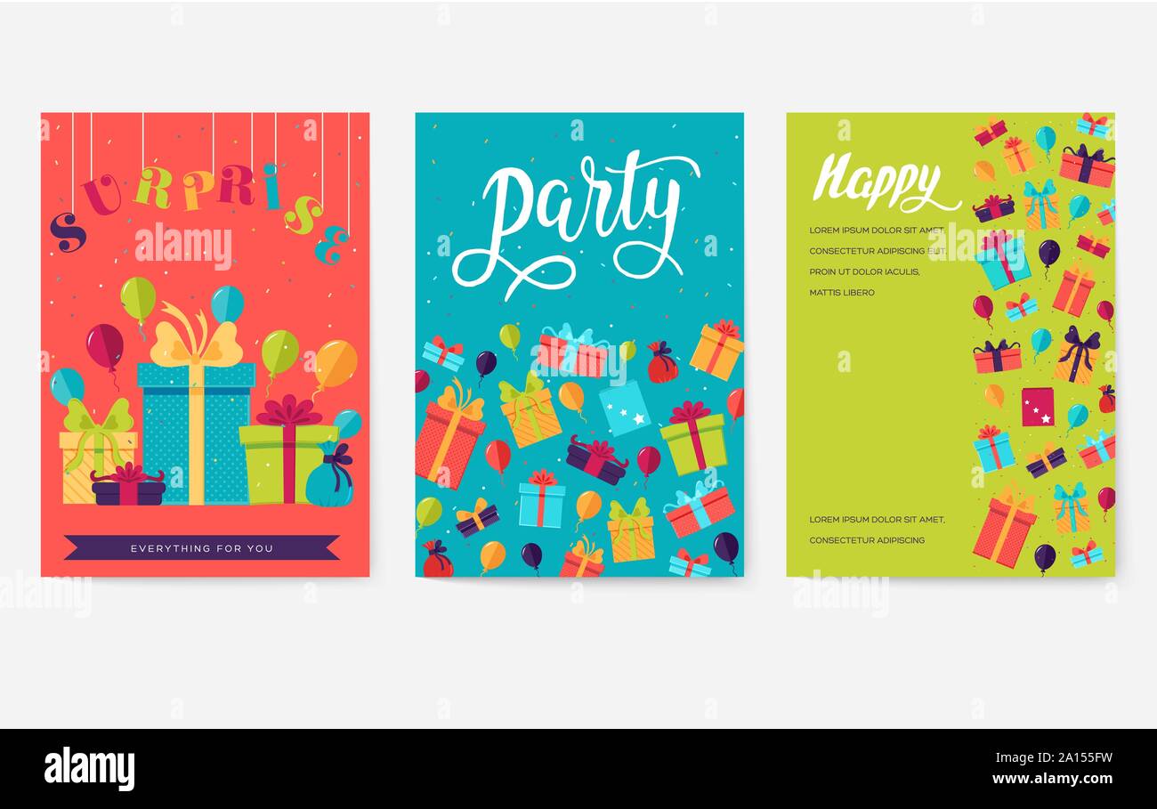 Gift information cards set. Surprise template of flyear, magazines ...