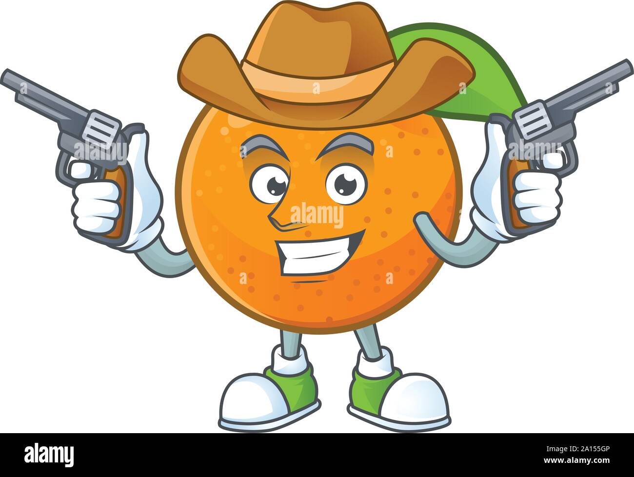 Cowboy orange fruit cartoon with leaf green Stock Vector Image & Art ...