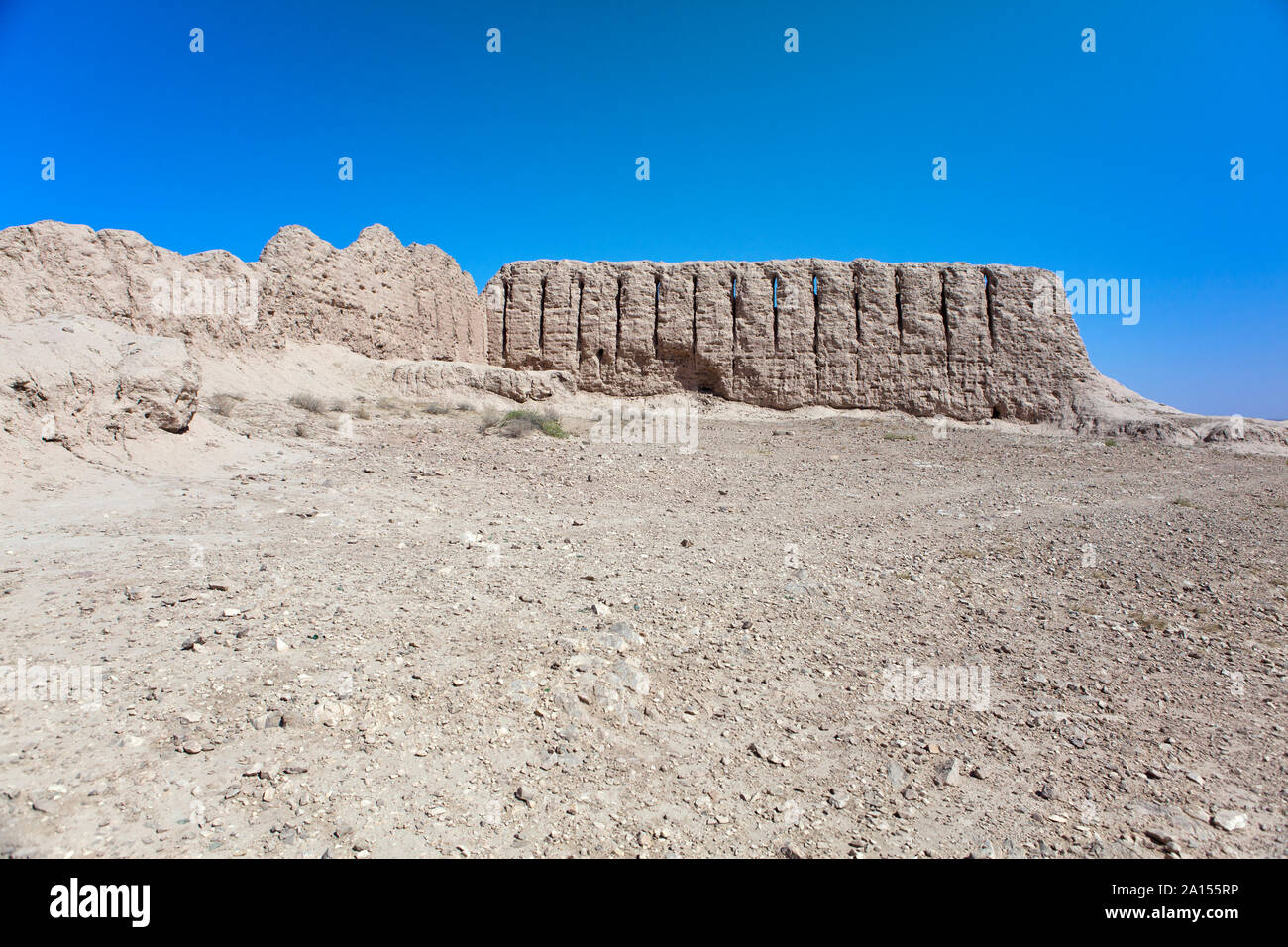 ruins of fortress ancient Khorezm, in the Kyzylkum desert in Uzbekistan ...