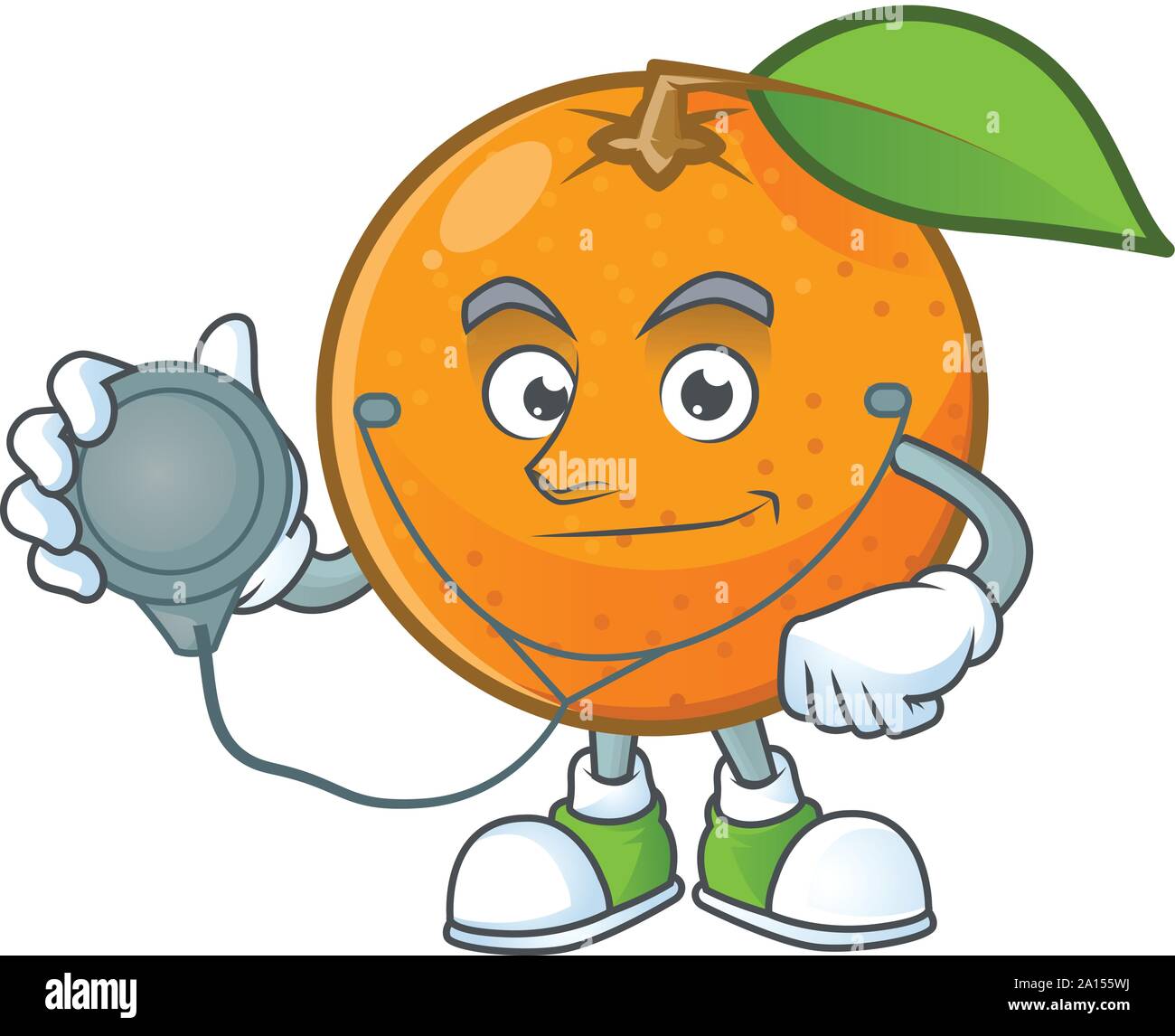 Doctor orange fruit cartoon with leaf green Stock Vector Image & Art ...