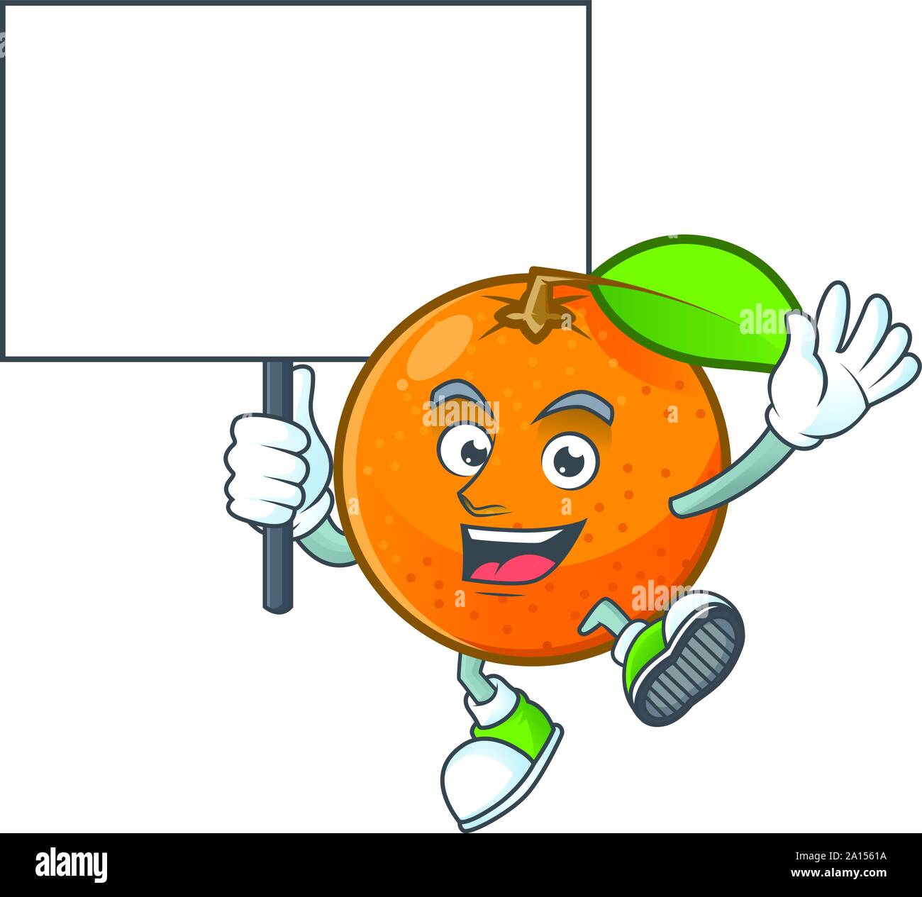 Bring board orange fruit cartoon with leaf green Stock Vector Image ...