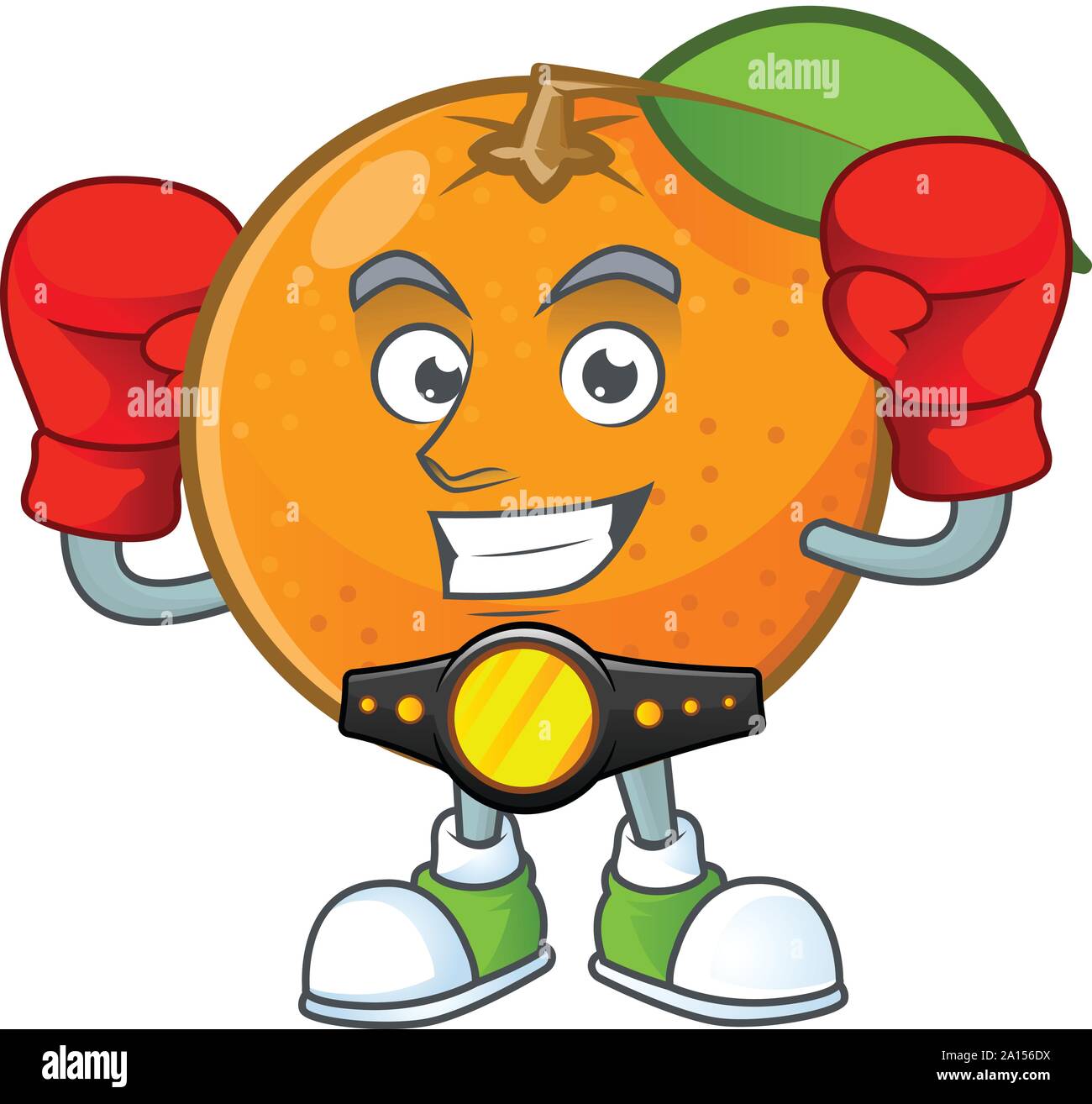 Boxing orange fruit cartoon with leaf green Stock Vector Image & Art ...