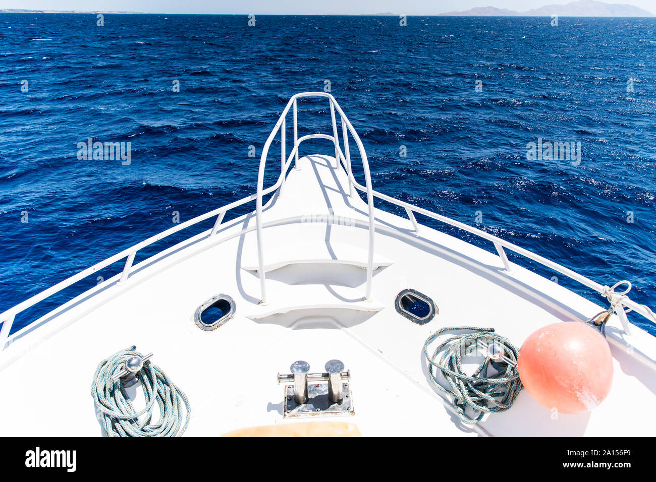 A large private motor yacht under way out at sea Stock Photo - Alamy
