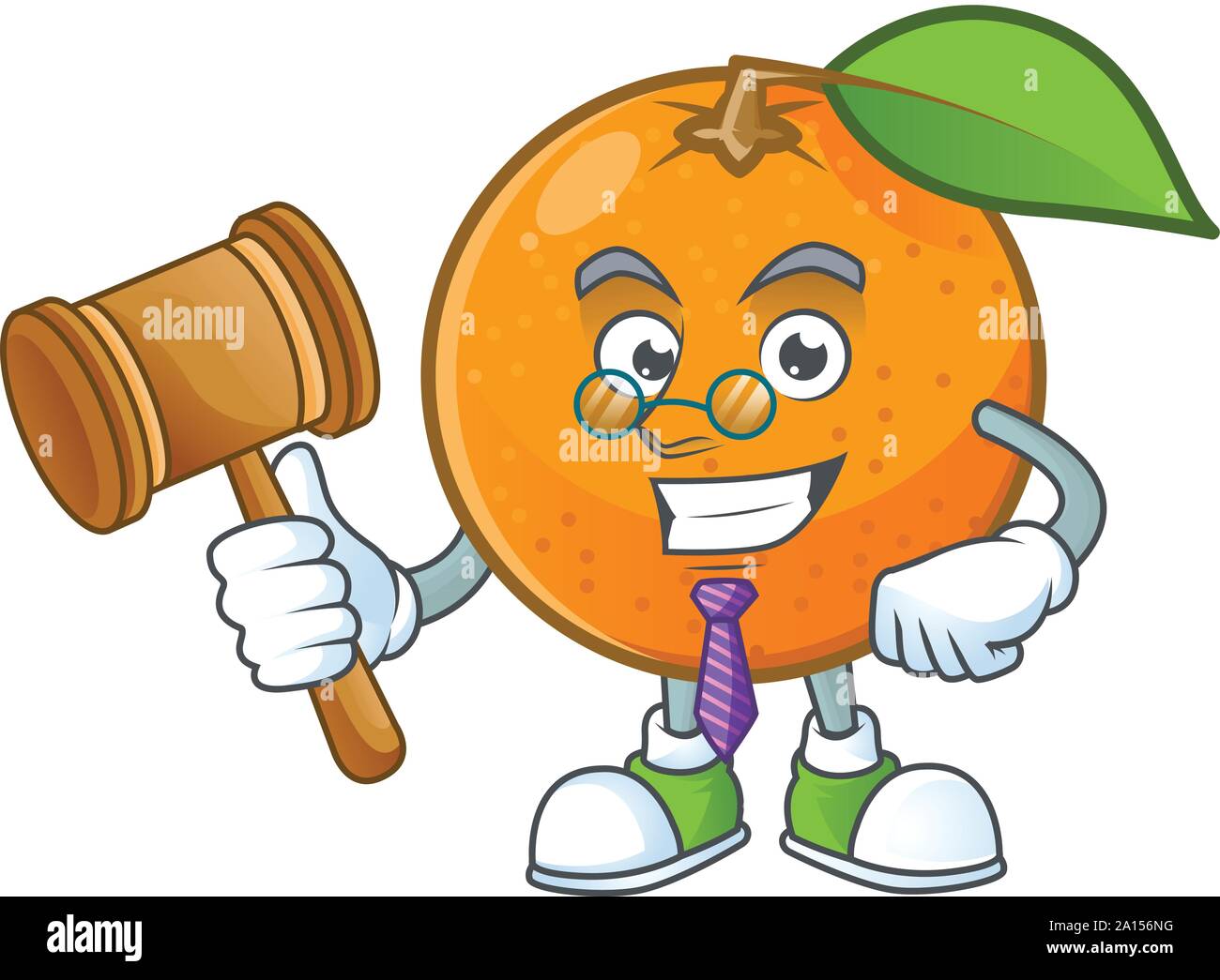 Judge orange fruit cartoon mascot on white background Stock Vector ...