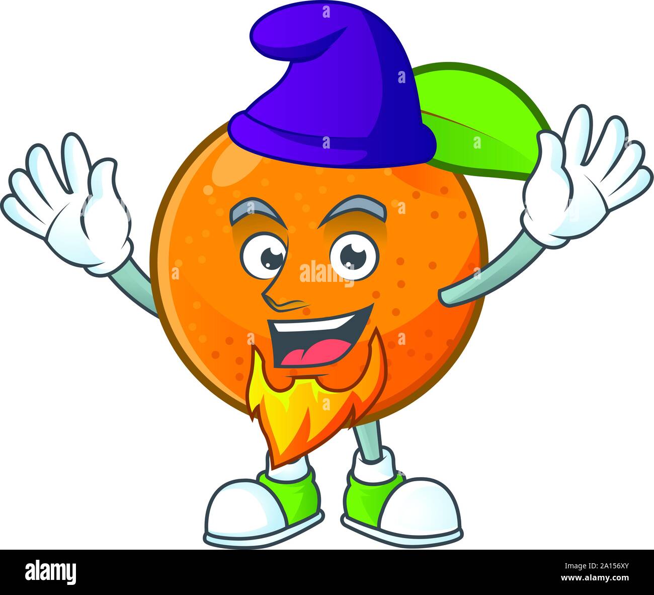 Elf orange fruit cartoon with leaf green Stock Vector Image & Art - Alamy