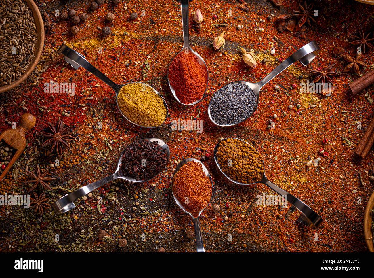 Top view aromatic spices hi-res stock photography and images - Alamy