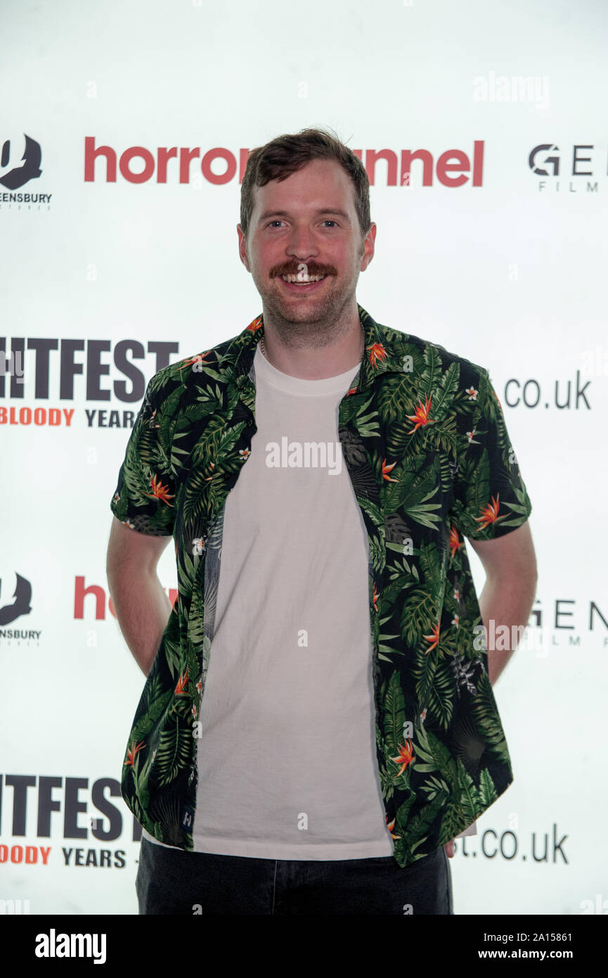 Seen arriving for the film Harpoon, at Fright Fest. Leicester Square ...