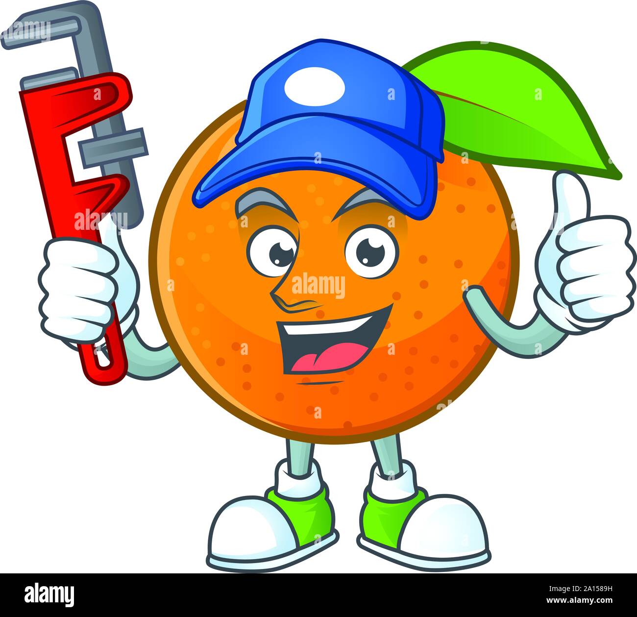 Plumber orange fruit cartoon mascot on white background Stock Vector ...