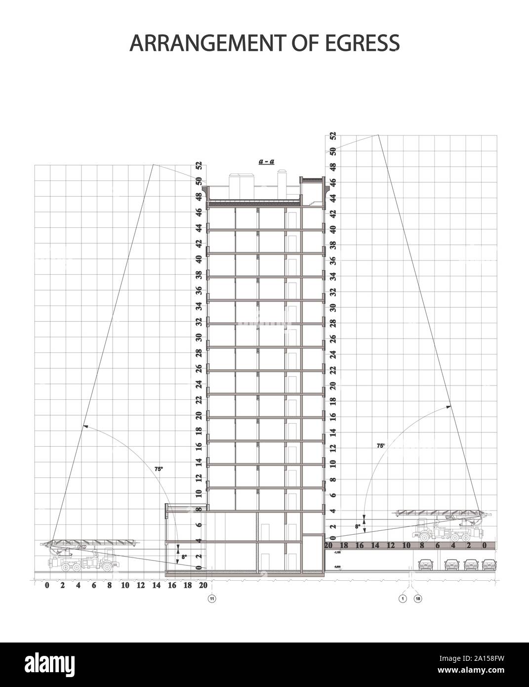 Vector illustration of arrangement egress / emergency drawing ...