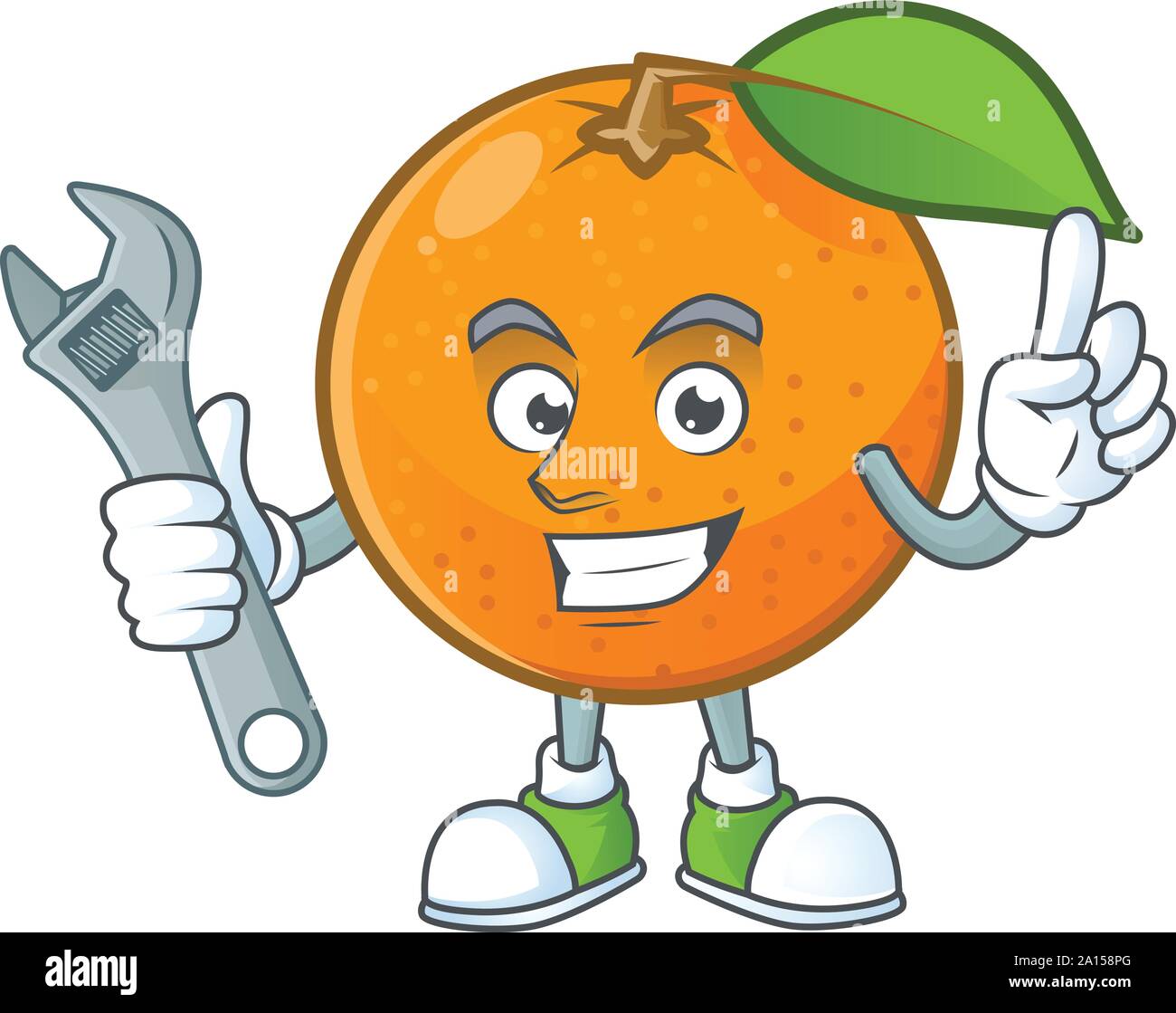 Mechanic orange fruit cartoon mascot on white background Stock Vector ...