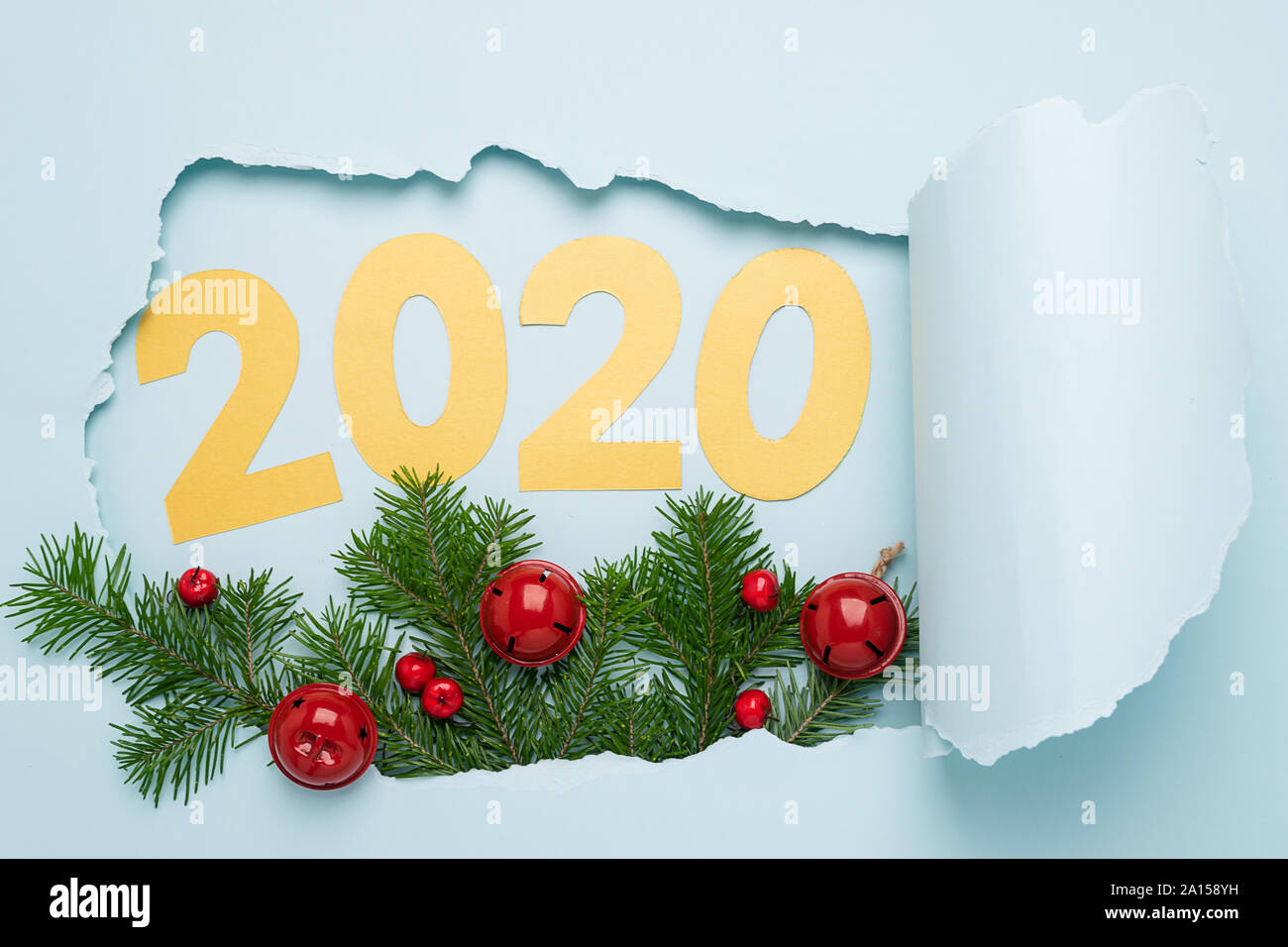 The symbol of the new year, the digit 2020 branches of the fir tree ...