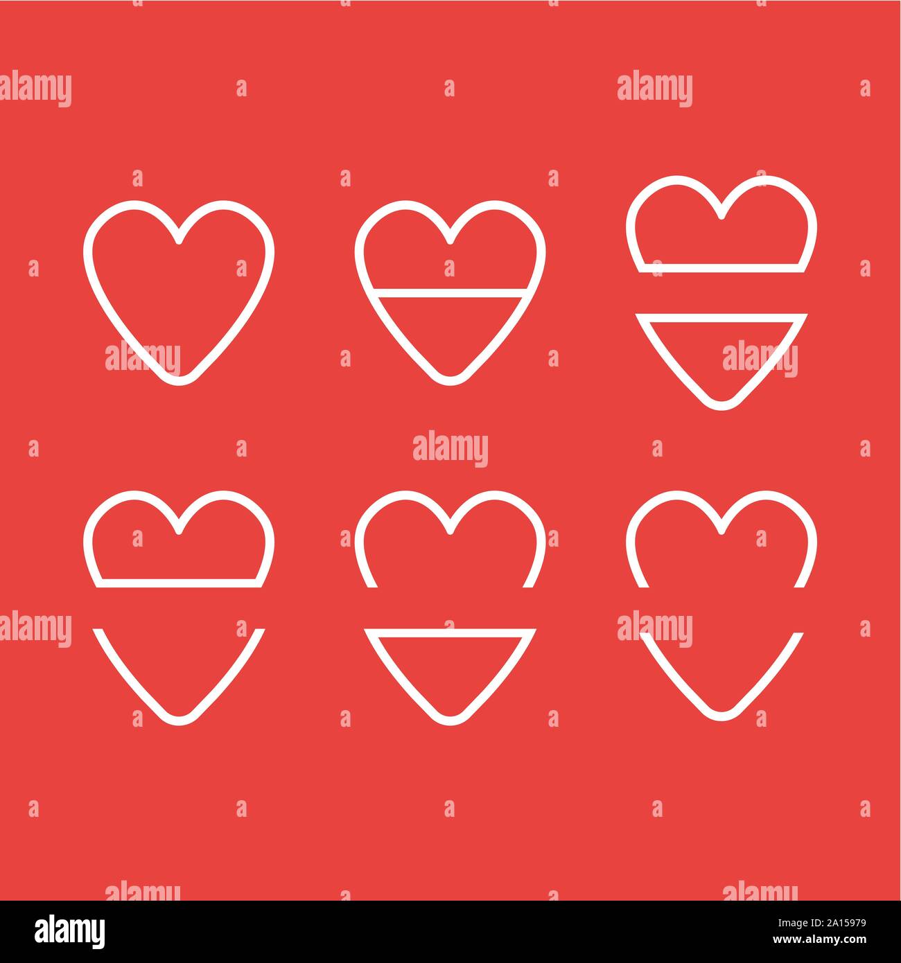 Vector icon set of hearts. Flat color style Stock Vector Image & Art ...