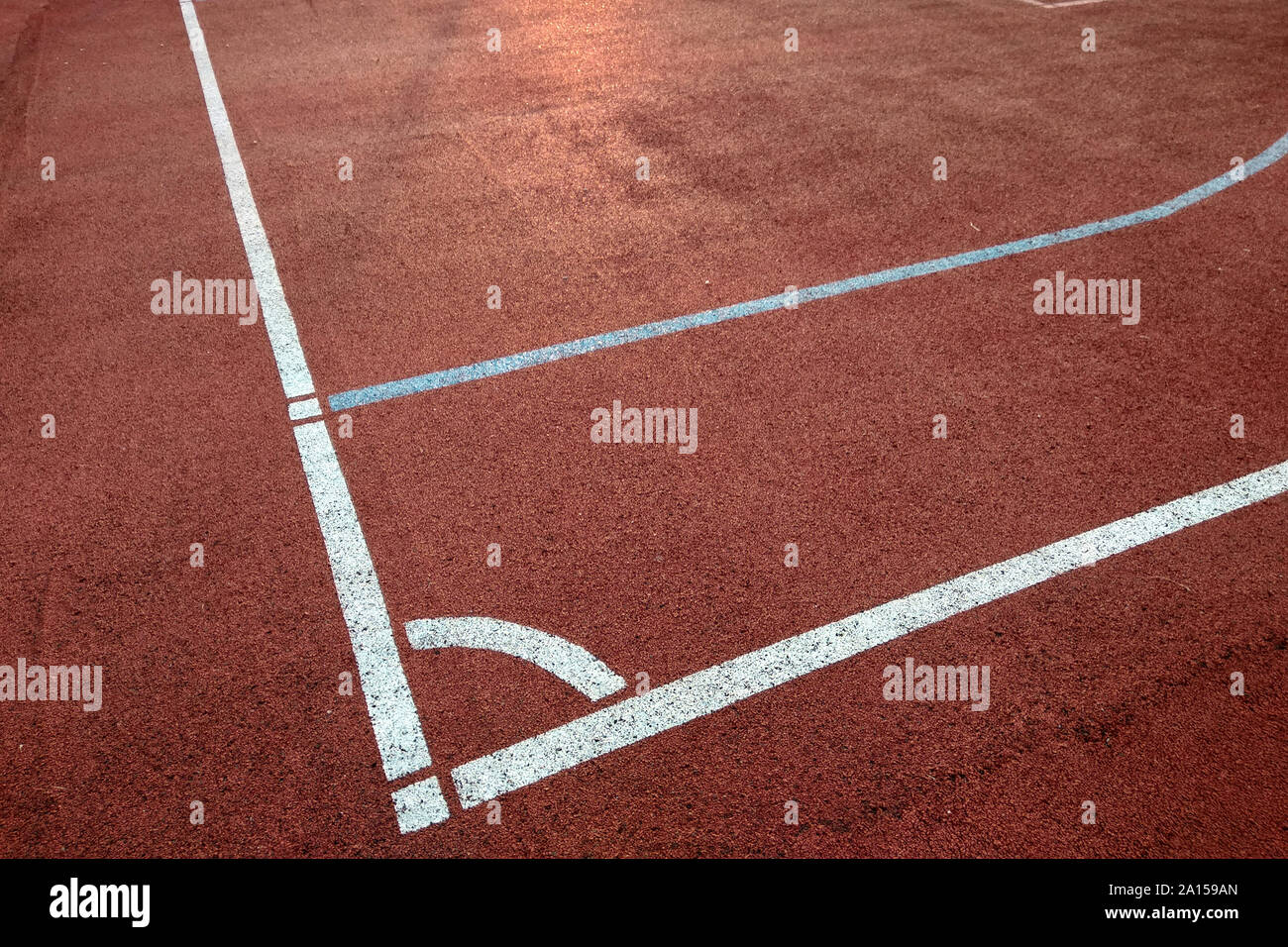 Close-up of white marking lines of outdoor basketball court Stock Photo ...