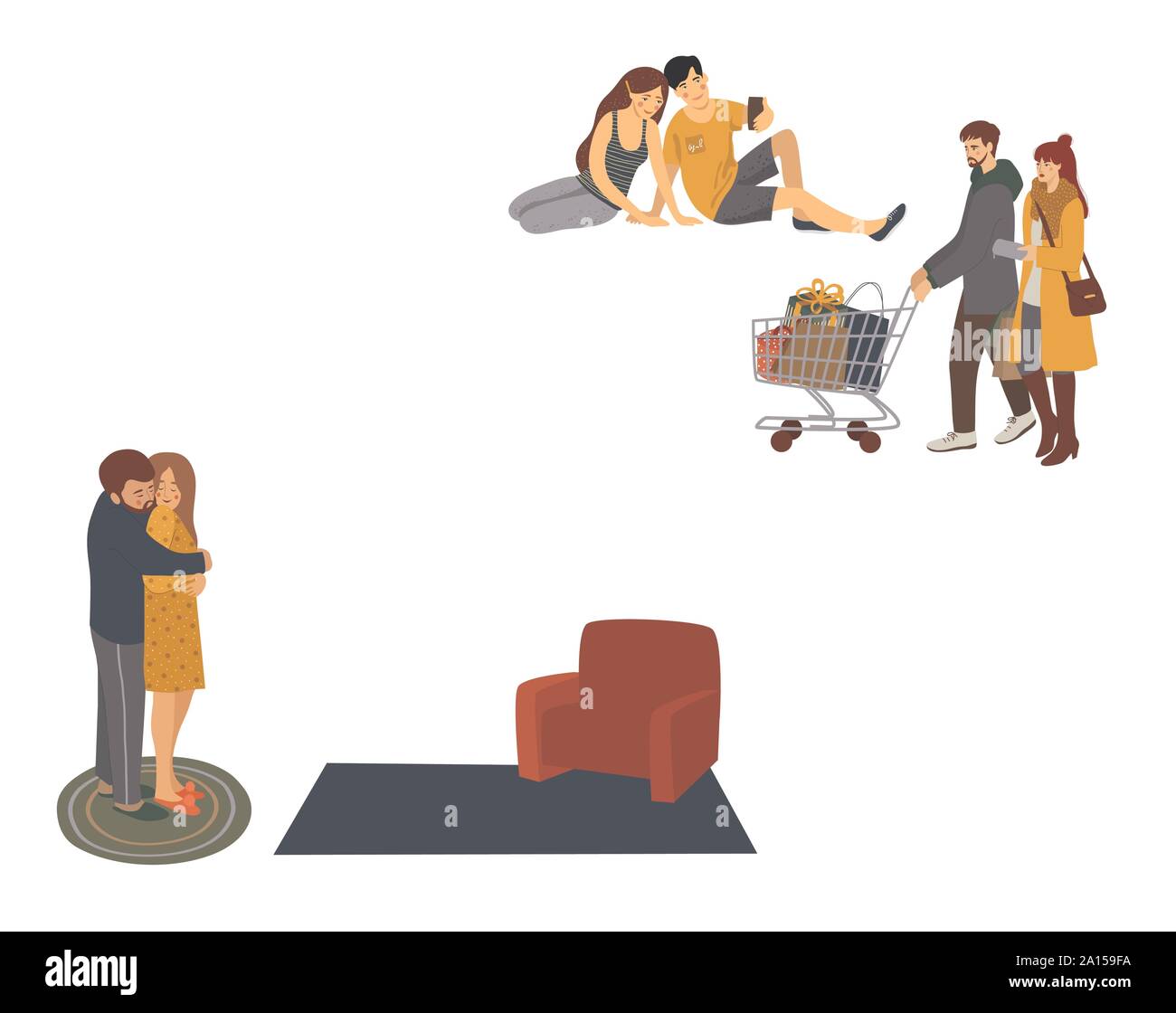 Shopping Cartoon Couples