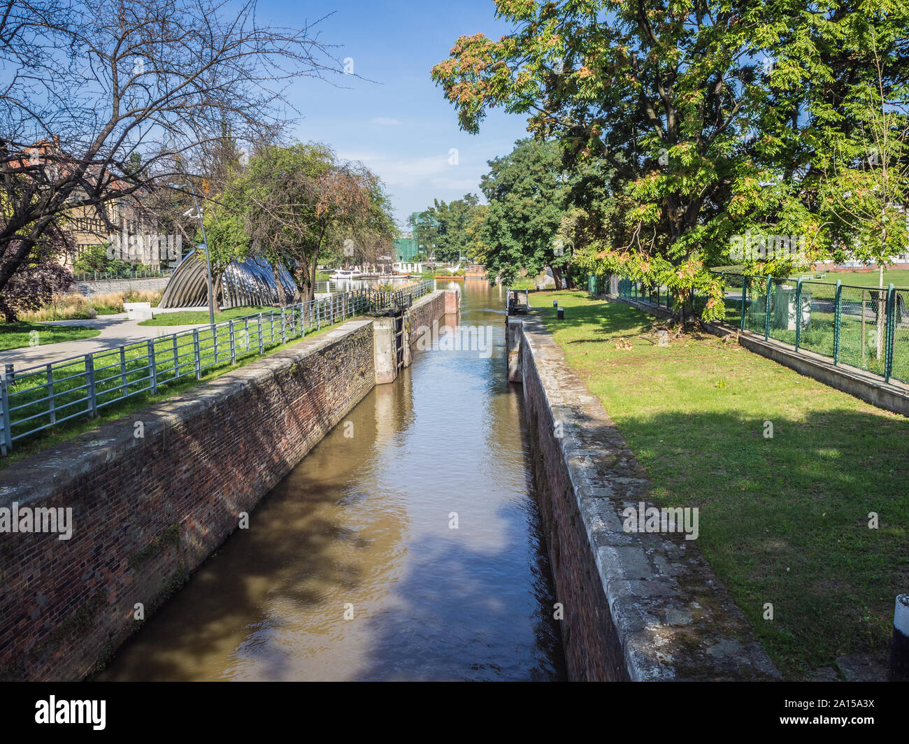 River lock on the Oder river in Wroclaw, Poland Stock Photo - Alamy