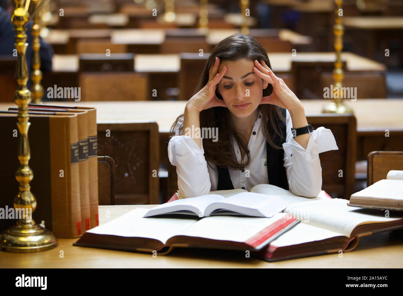Student learning in library Stock Photo - Alamy