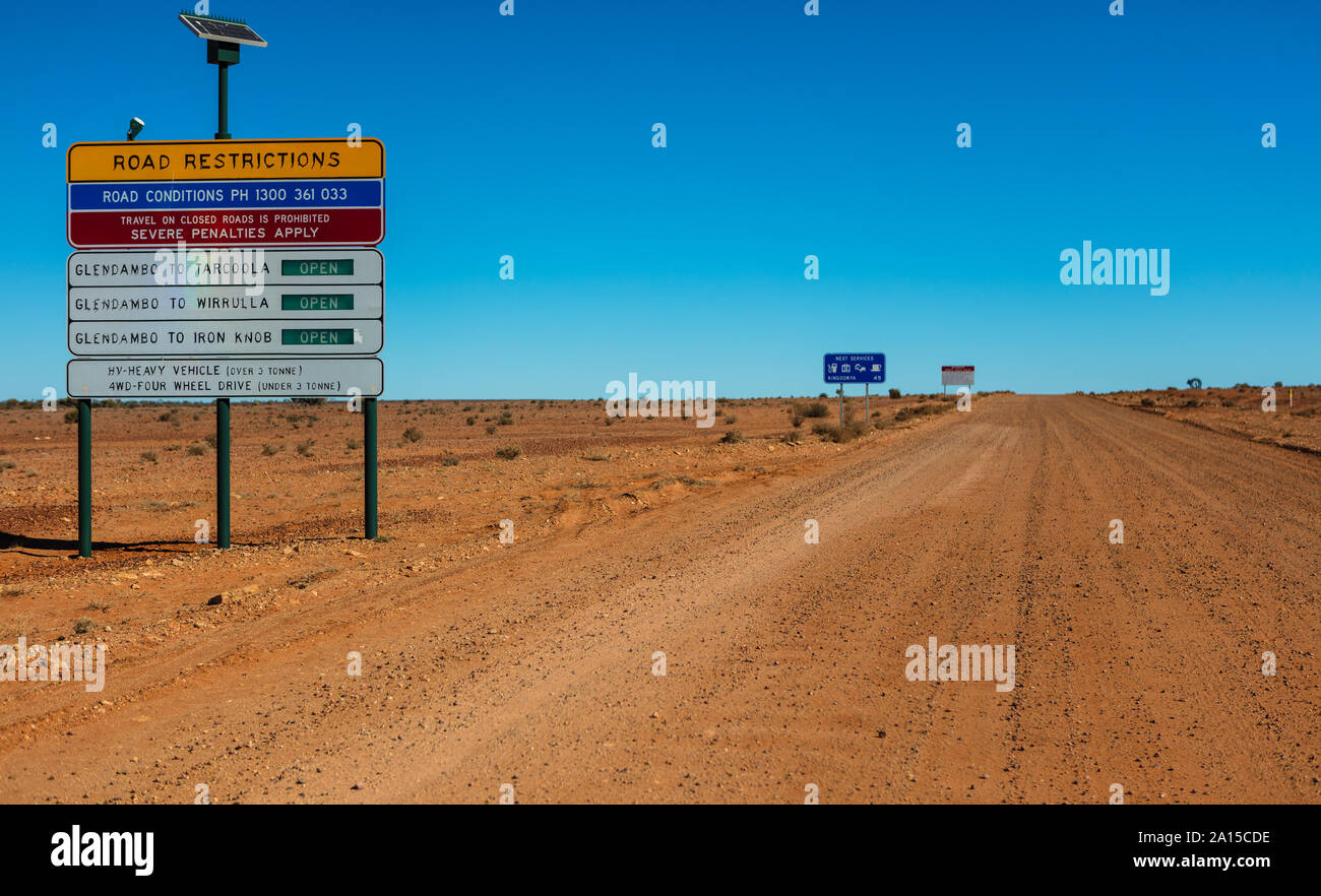 Road restrictions apply to many outback Australian roads, signs like ...
