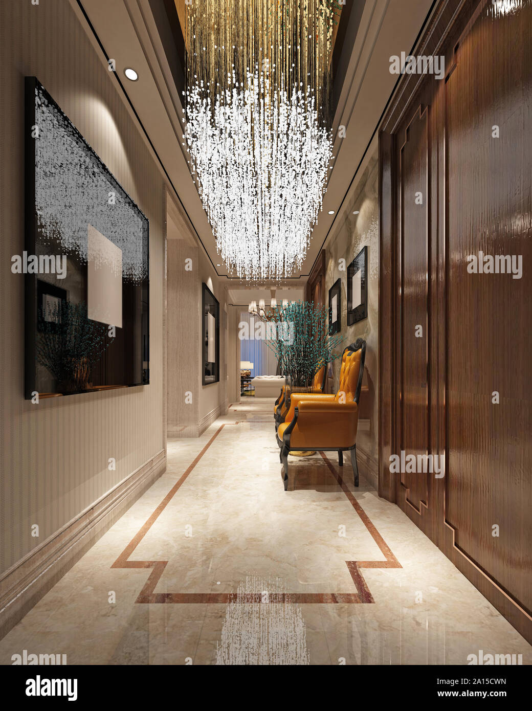3d render hotel entrance lobby Stock Photo - Alamy