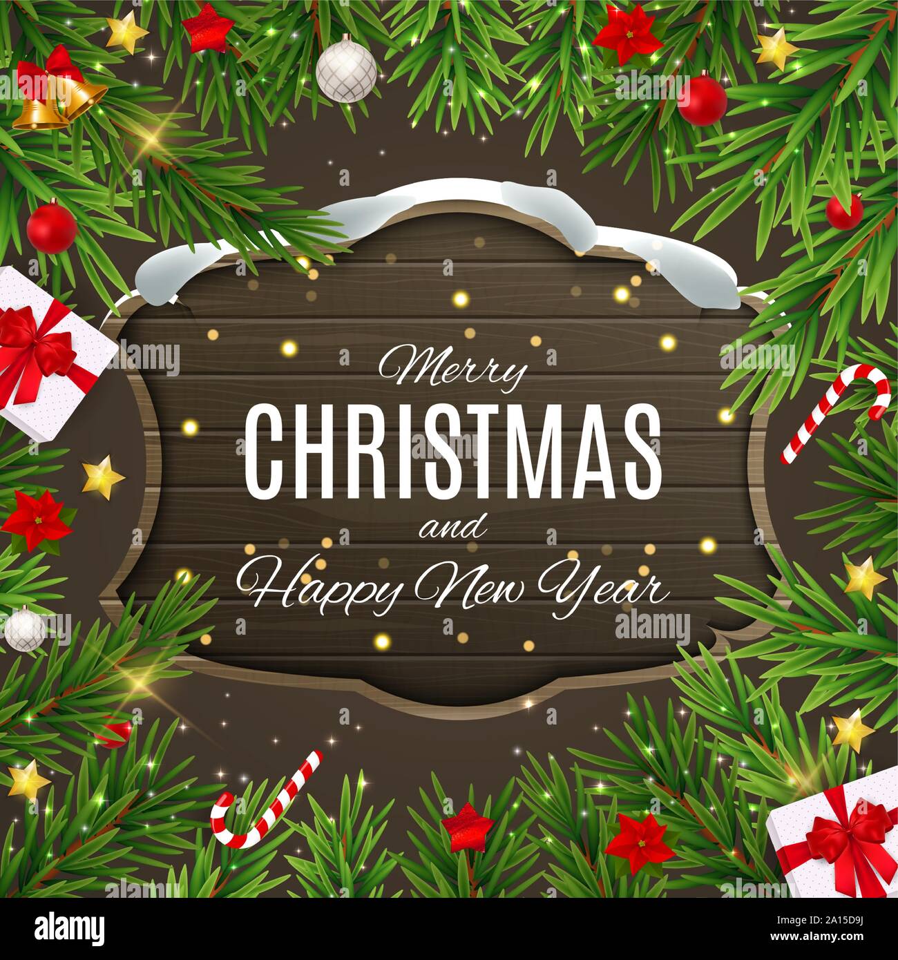 Merry Christmas and Happy New Year posters. Vector illustration Stock ...
