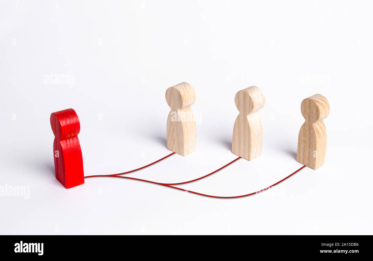 The leader and subordinates are connected by lines. Business management ...