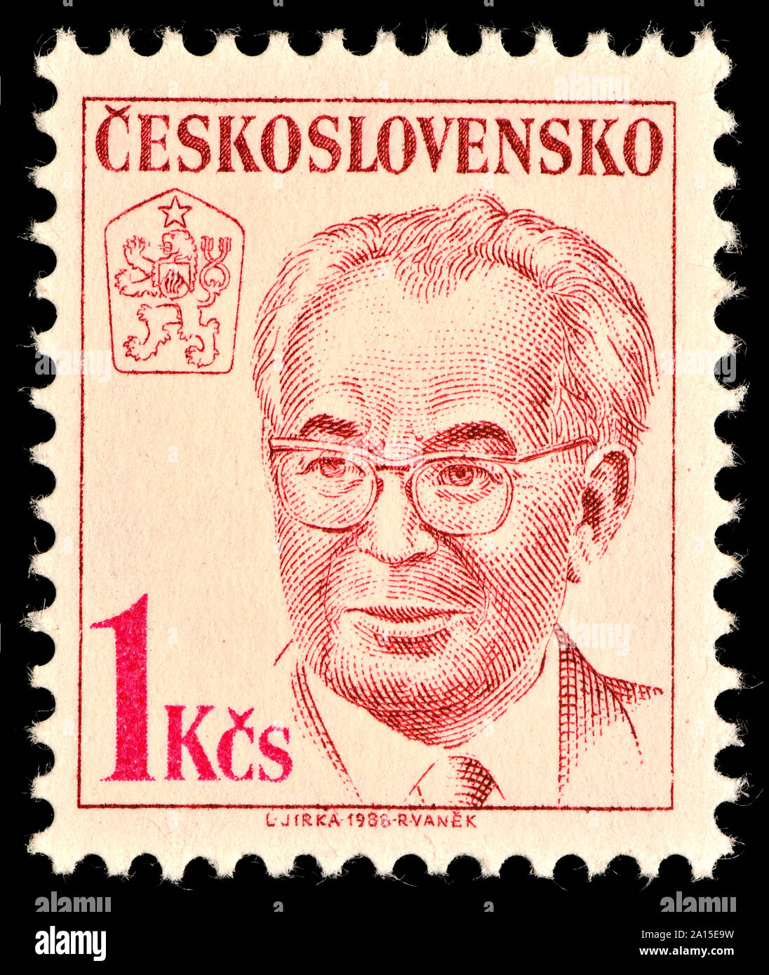 Czechoslovakian postage stamp (1988) : President Gustav Husák (1913 ...