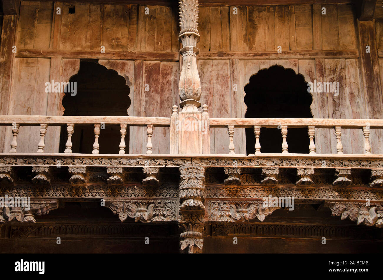 Wooden carving details of Palashikar Wada, Palashi, Parner, Maharasthra ...