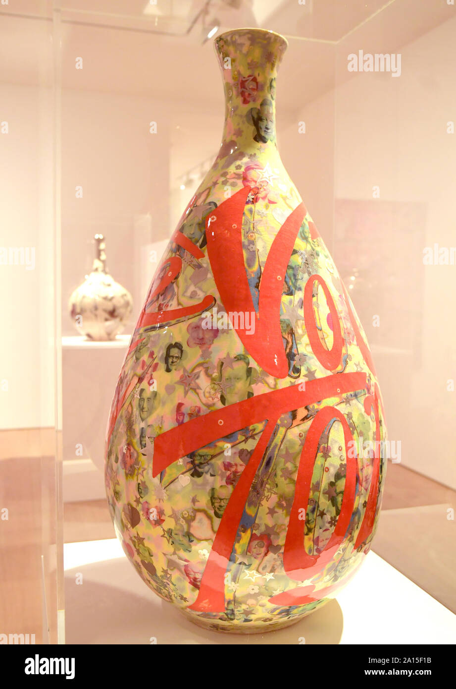Grayson Perry's piece 'Vote Tory' the launch of his new exhibition ...