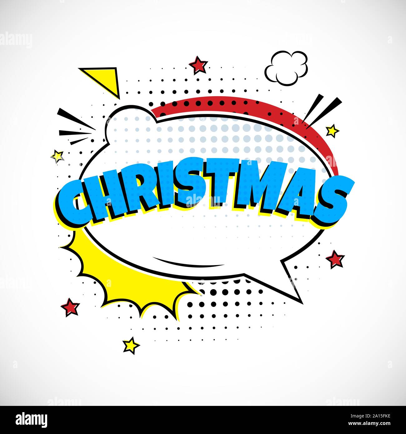 Comic Lettering Christmas In The Speech Bubbles Comic Style Flat Design ...