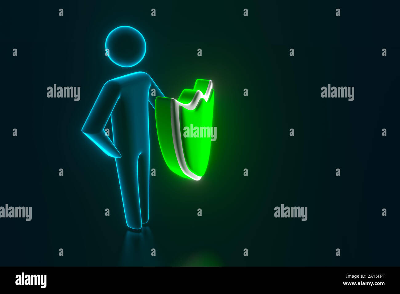 3d man businessman holds green shield. Insurance, protection from ...