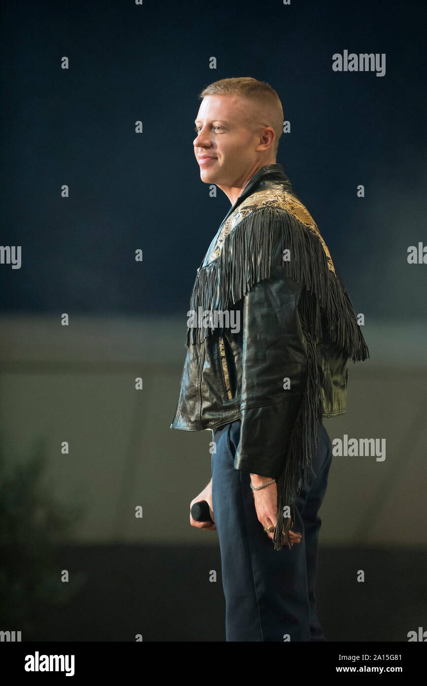 Rapper Macklemore on stage during a concert in Cannes on 2018/08/14 ...