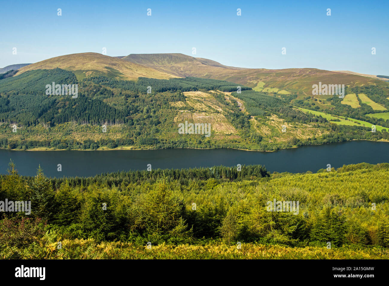 Looking across the Talybont Reservoir to Waun Rydd on a late summer ...