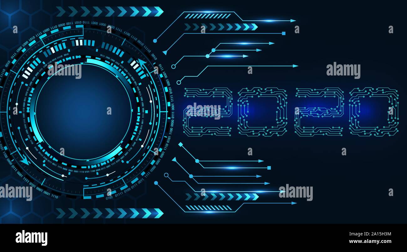 HUD interface Stylized drawing of the monitor. Lettering 2020 printed ...