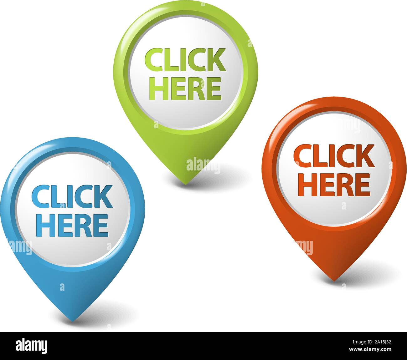 Vector Round 3D click here pointer - button (call to action Stock Vector Image & Art - Alamy