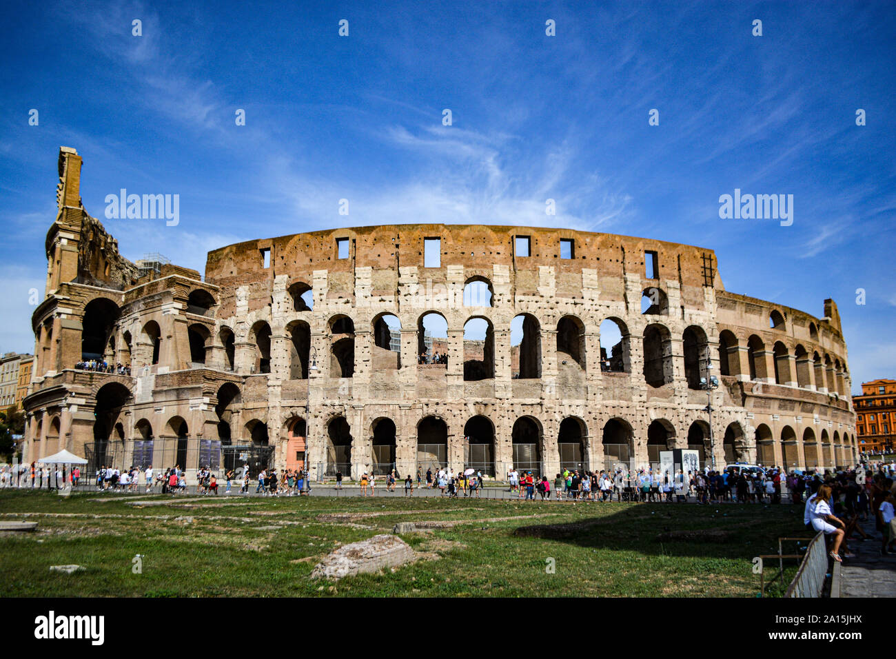 Colosseum or Coliseum in summer, Rome, Italy. Roman Colosseum is one of ...