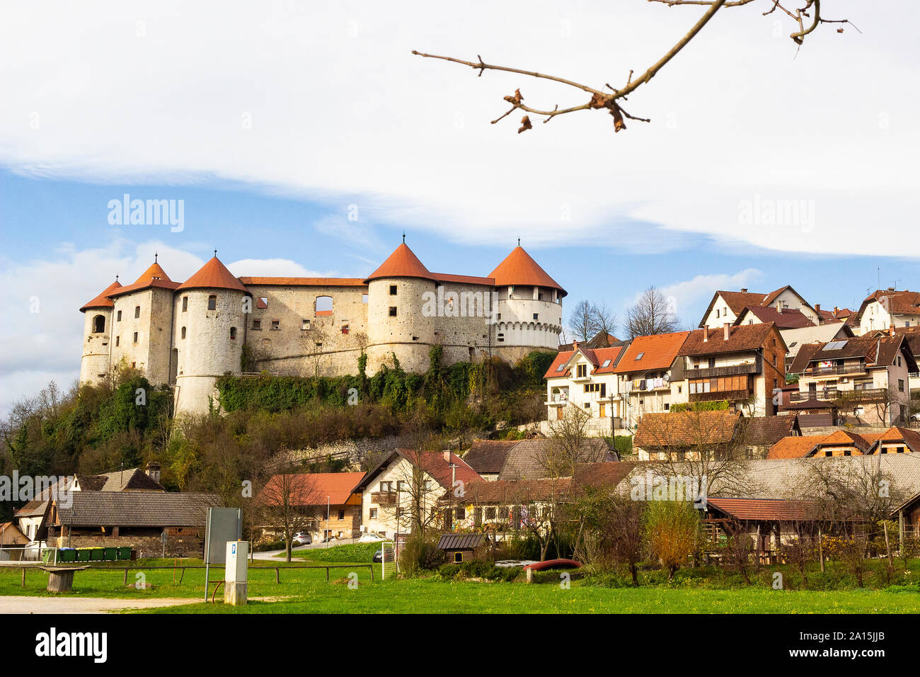 Žužemberk with castle Stock Photo - Alamy