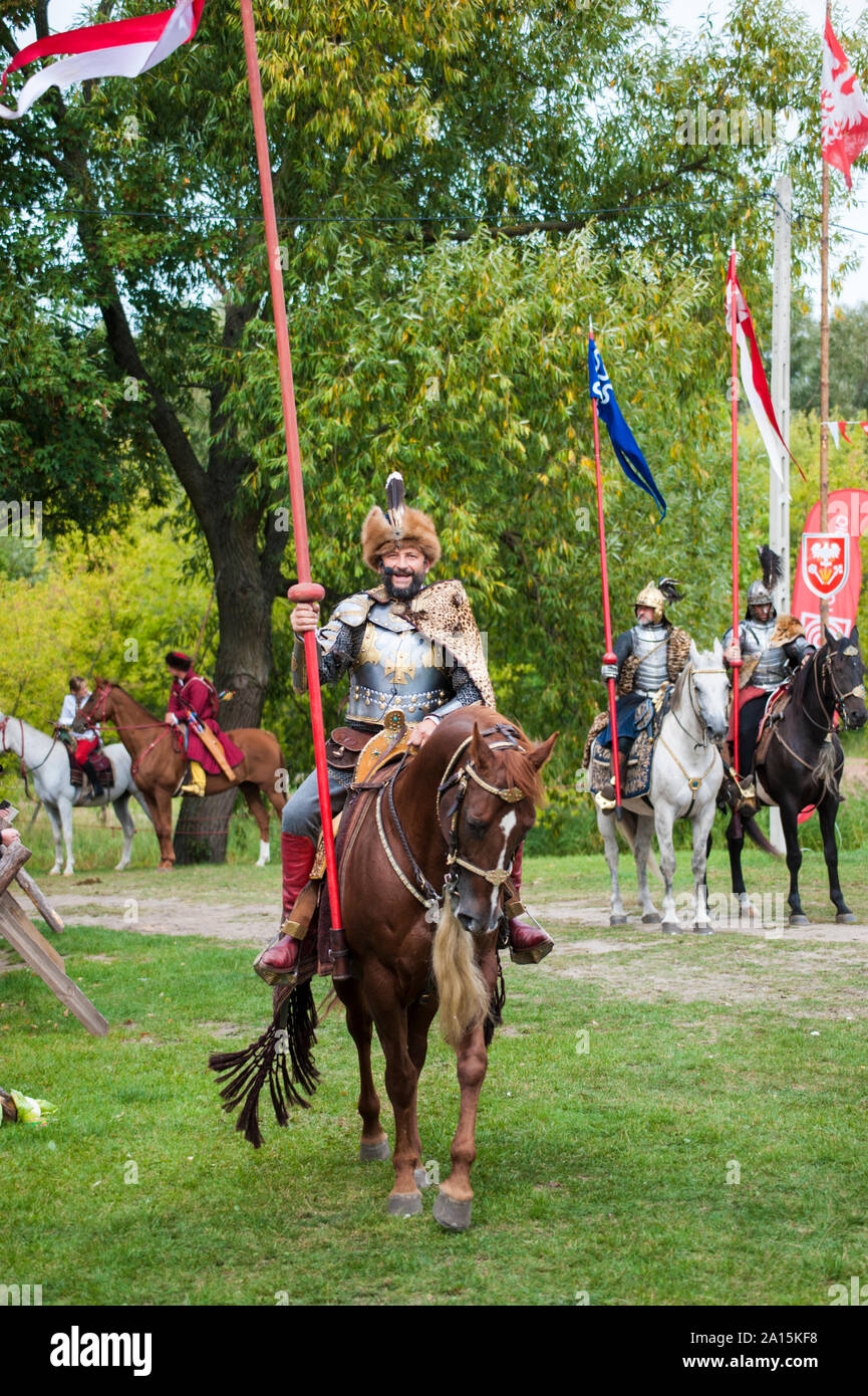 Presentation of ancient Polish cavalry at the Pultusk castle in central ...