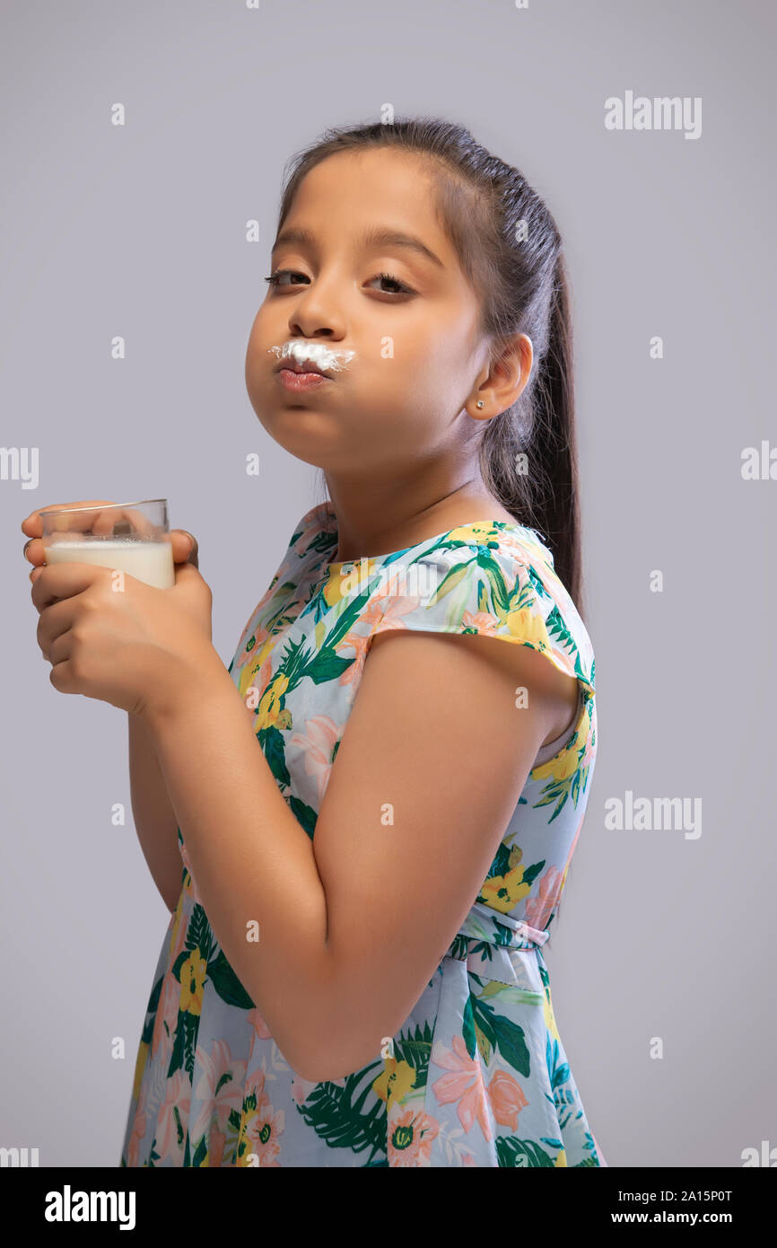 Girl Milk Moustache High Resolution Stock Photography and Images - Alamy