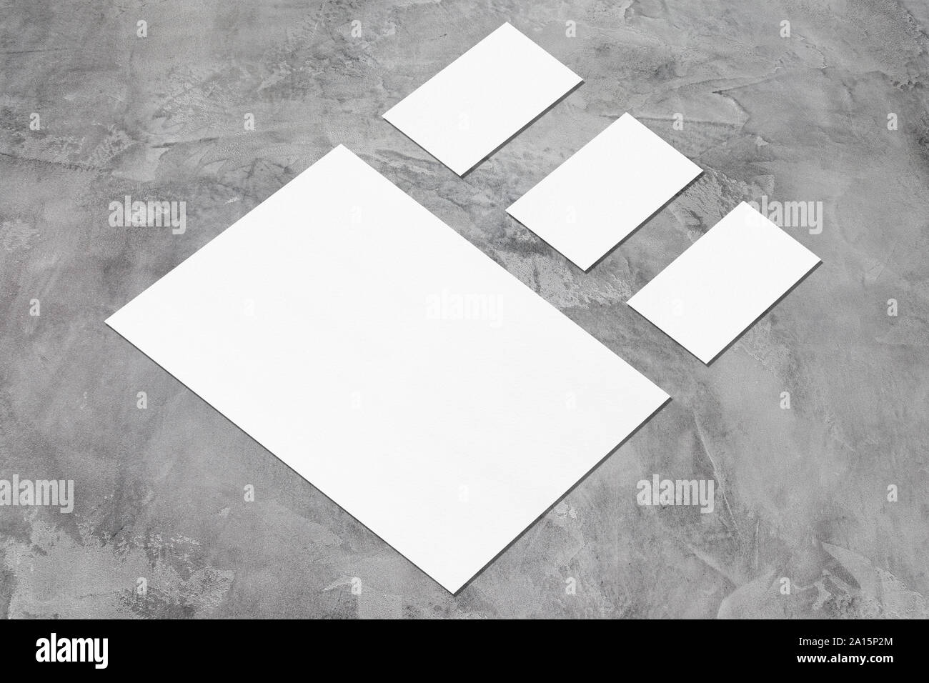 One empty white vertical a4 sized poster and three horizontal rectangle ...