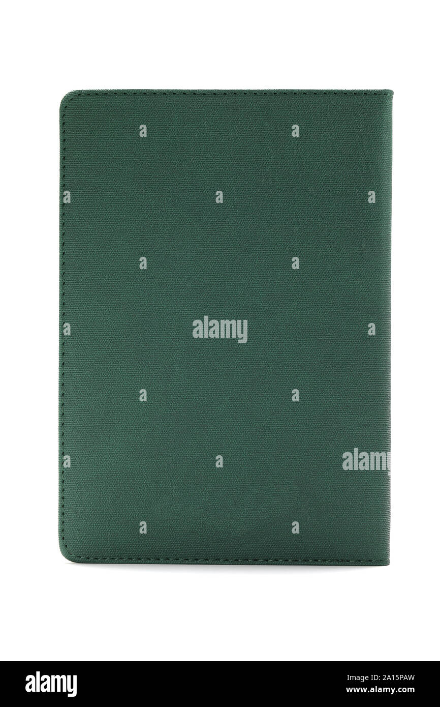 Green diary isolated on white background Stock Photo - Alamy