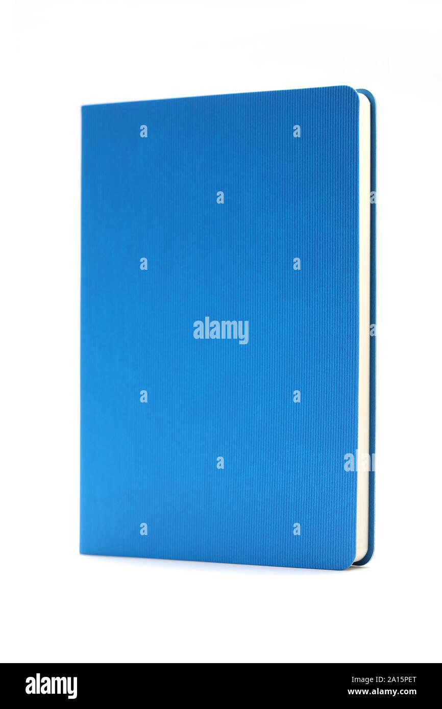 Blue diary isolated on white background Stock Photo - Alamy