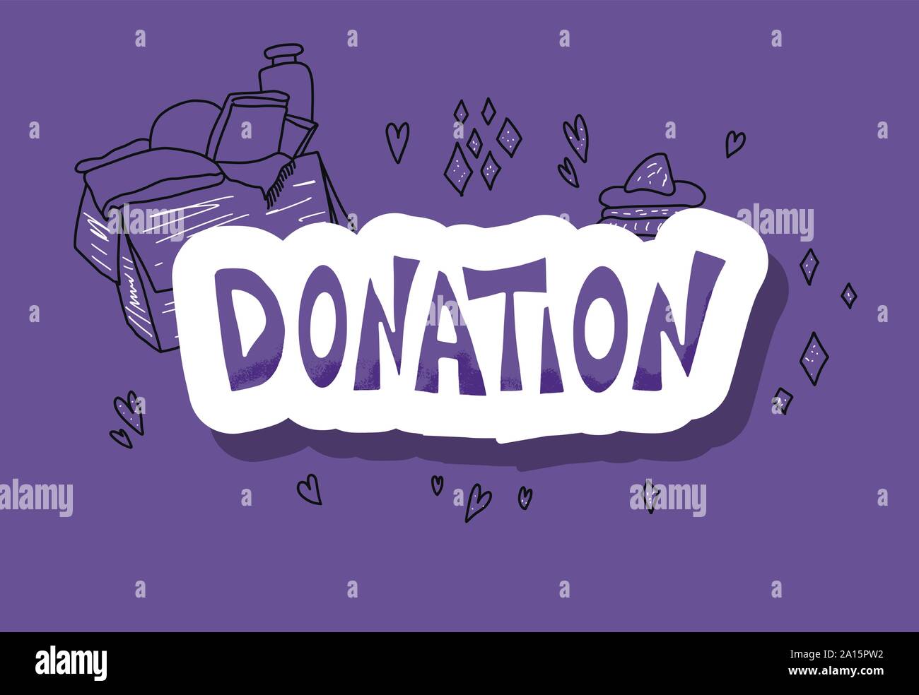 Donation concept with sticker word. Vector color illustration Stock ...