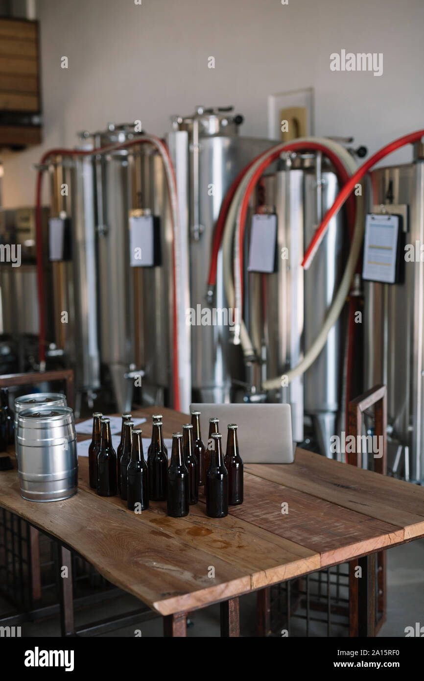 Interior of a small artisan brewery Stock Photo - Alamy
