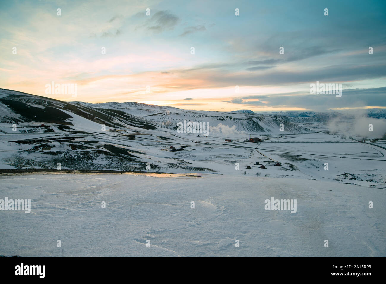Iceland, frozen river near Krafla region before sunset Stock Photo - Alamy
