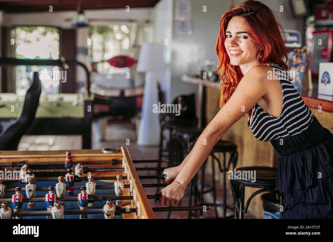 Woman playing football night hi-res stock photography and images - Alamy