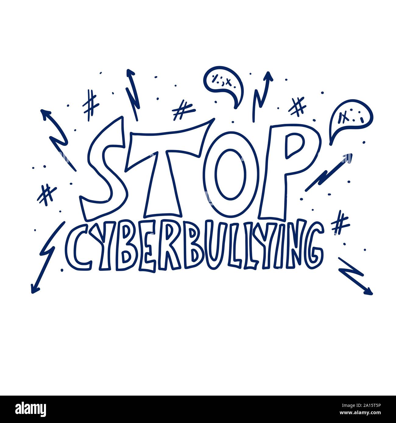 Stop cyberbullying message with design elements. Vector text about ...