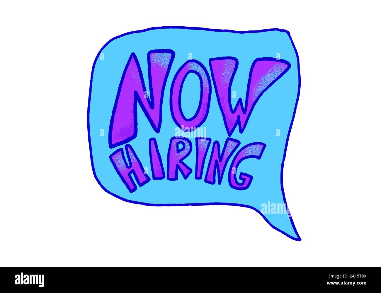 Now hiring stylized typography with bubble speech isolated on white ...