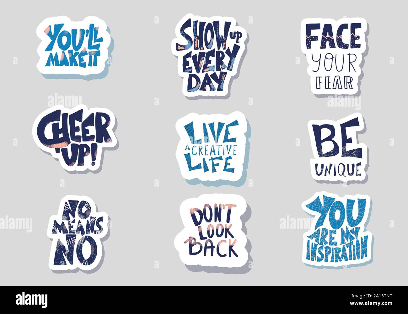 Sticker quotes isolated. Motivational hand drawn lettering collection ...