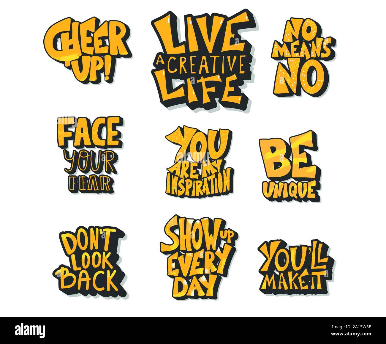 Set Of Quotes Isolated Motivational Hand Drawn Lettering Collection