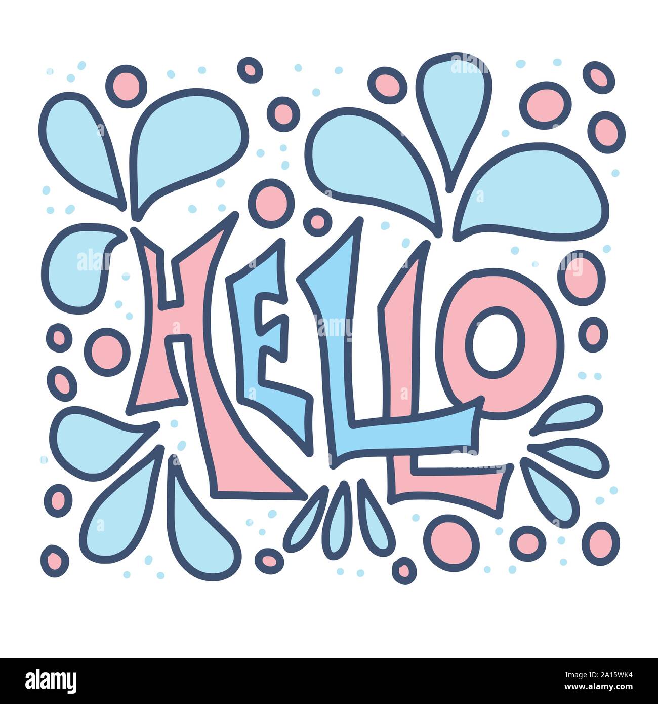 Hello stylized word isolated on white background. Lettering for banner ...