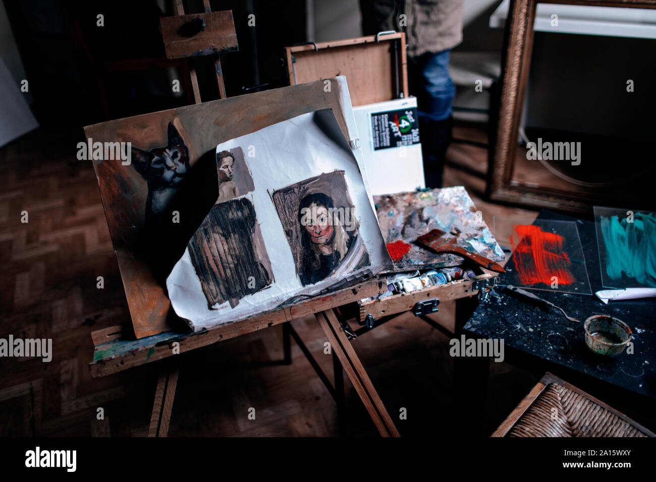 Interior of an art studio Stock Photo - Alamy